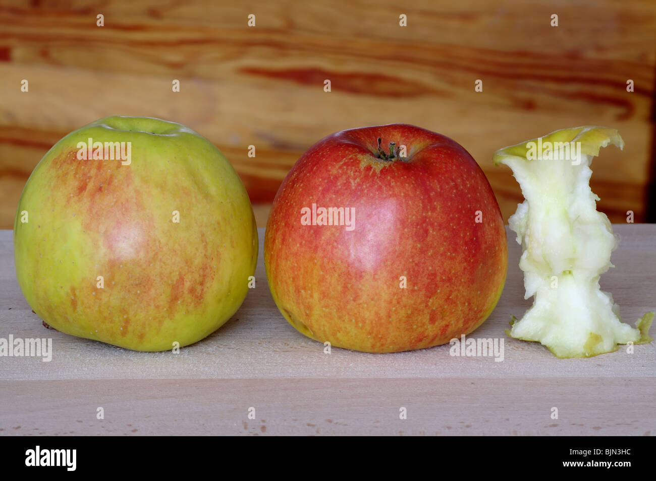Two apple and core Stock Photo - Alamy