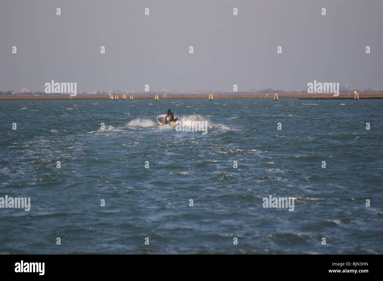 Venice speedboat on the lagoon Stock Photo - Alamy