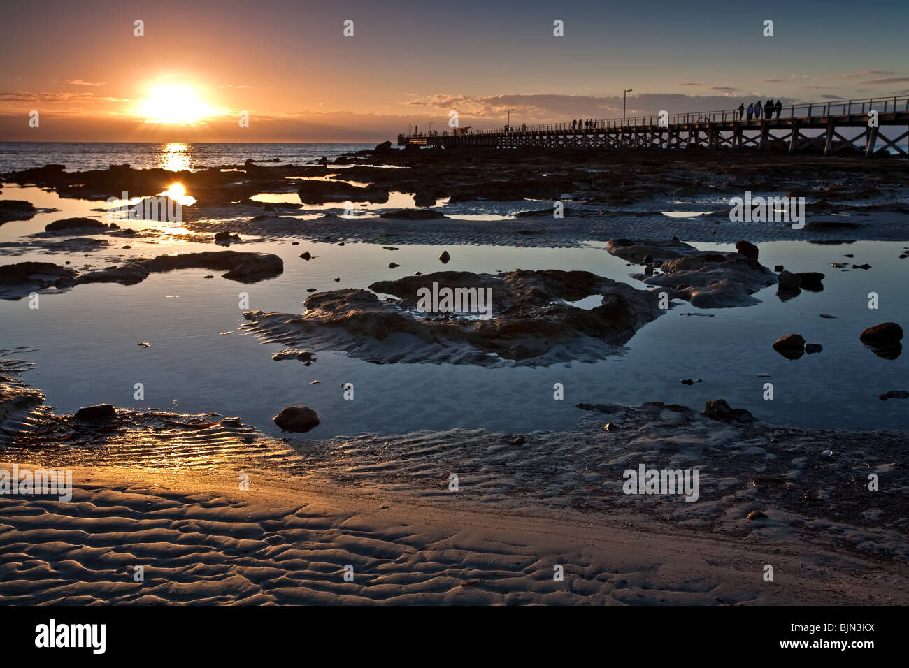 Moonta Bay Jetty Sunset Stock Photo - Alamy