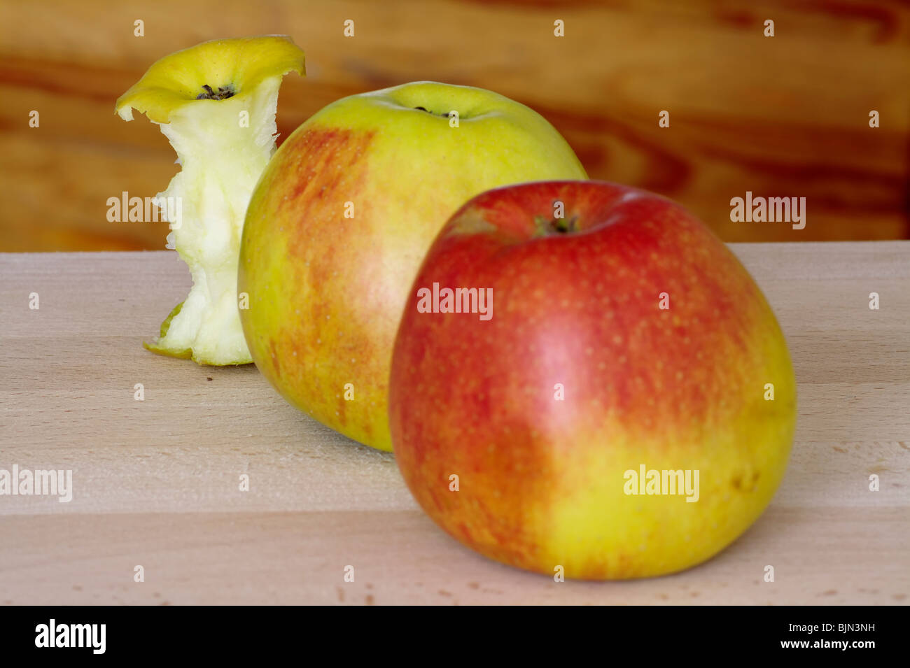 Two apple and core Stock Photo - Alamy