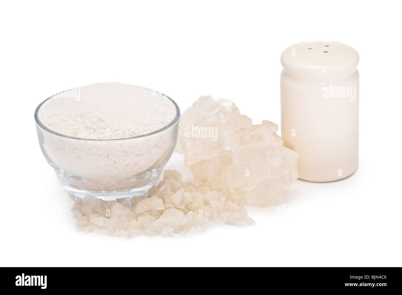 Salt on white background Cut Out Stock Images & Pictures - Alamy