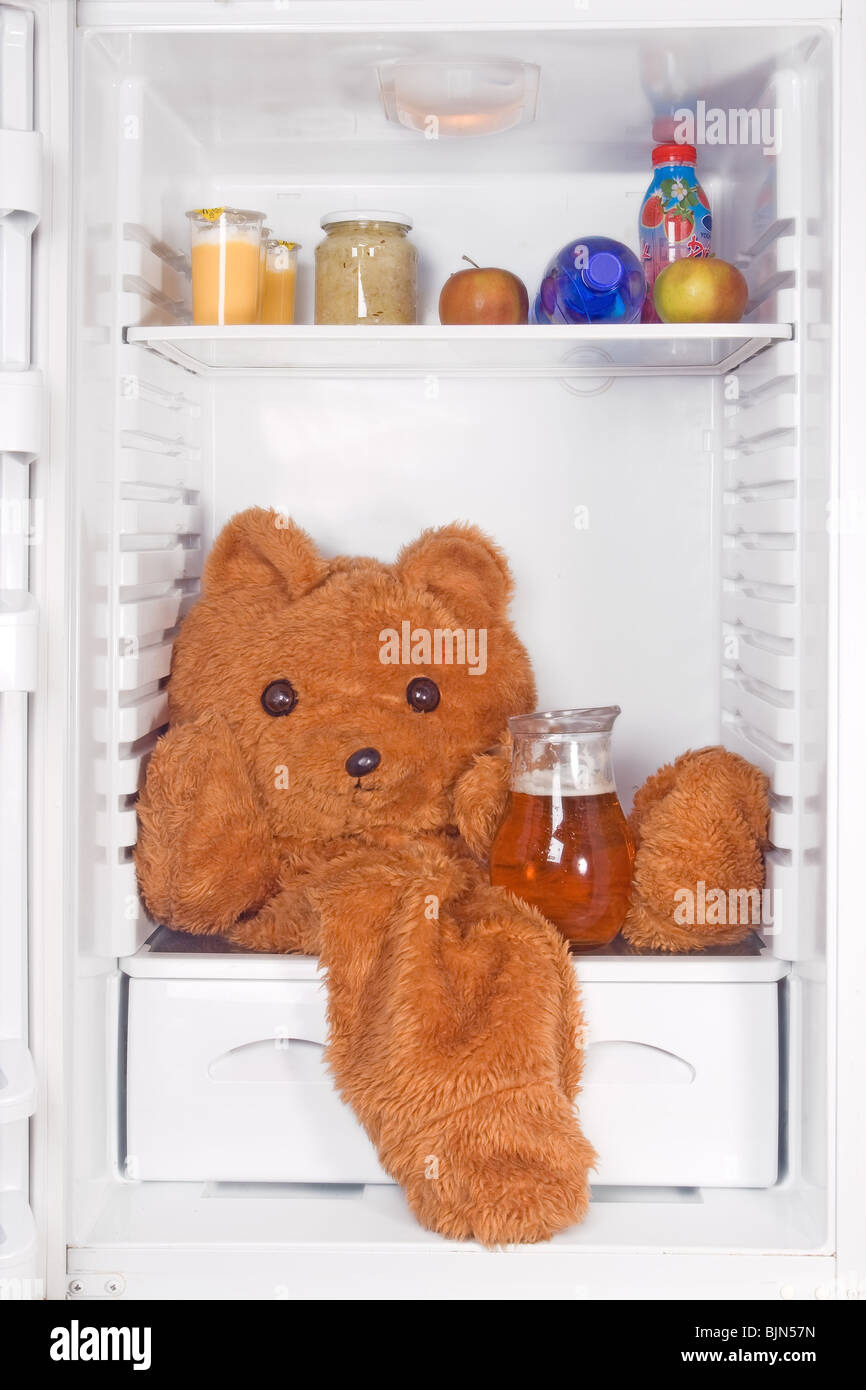 teddy bear in the refrigerator Stock Photo - Alamy