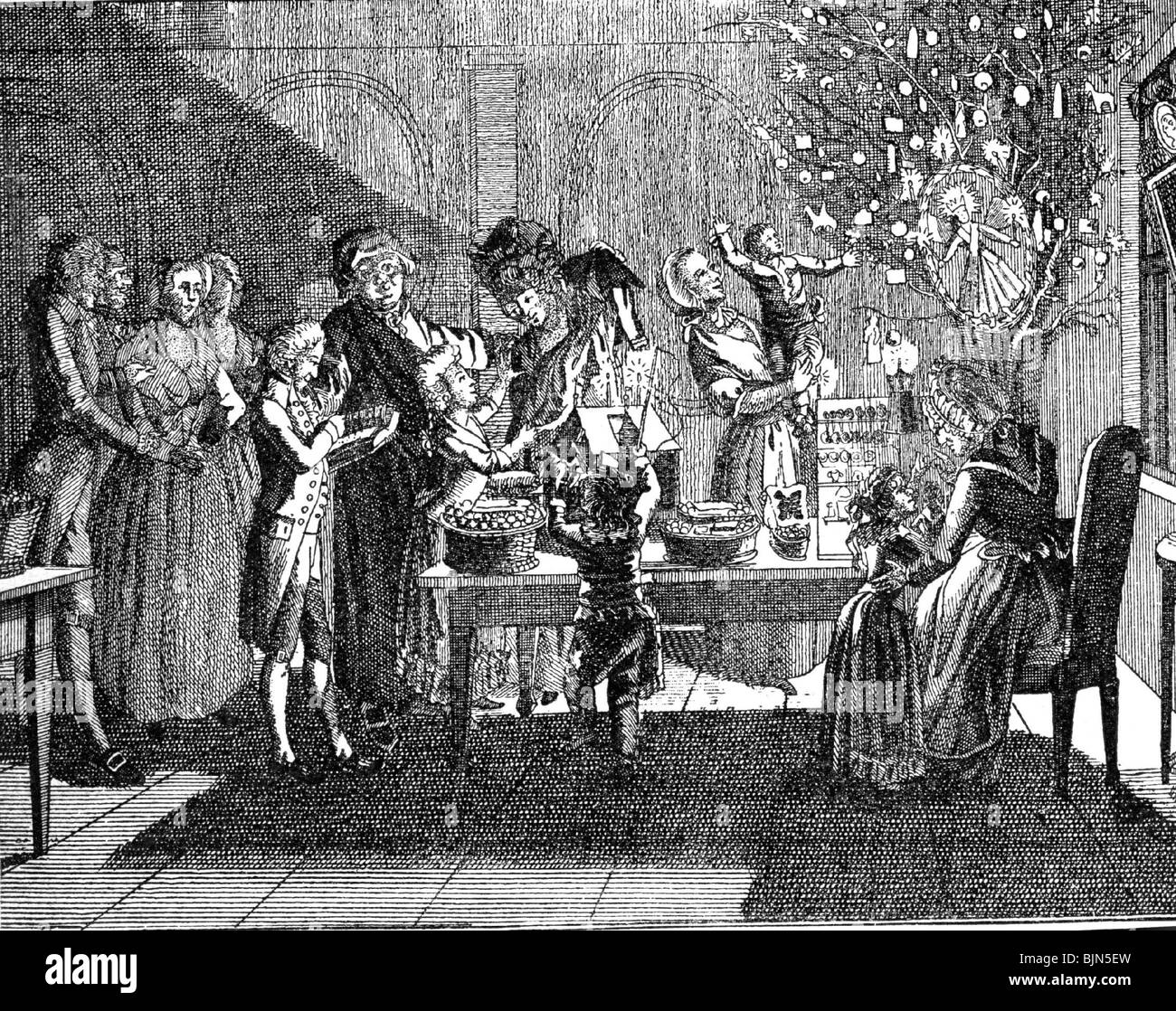 Christmas, gift giving, oldest known illustration, Christmas tree in ...