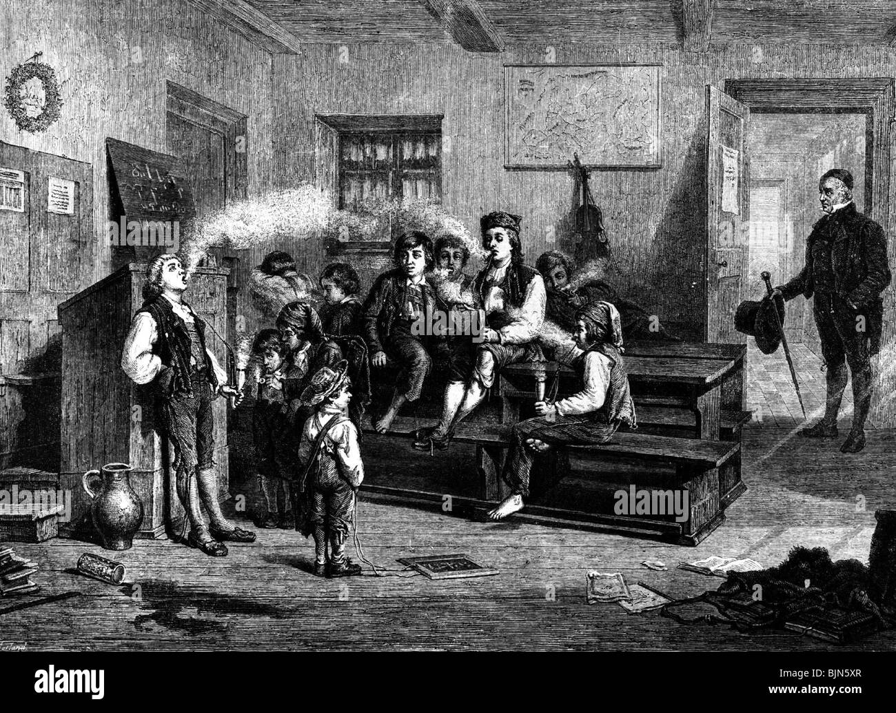 education, school, tobacco council at the village school, painting by K ...