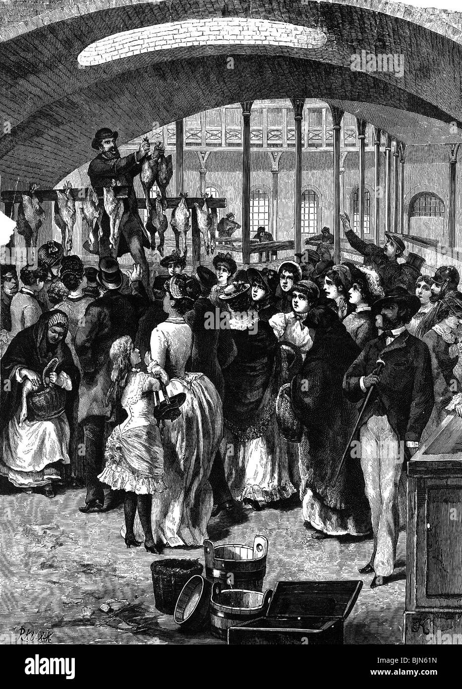 Historic market hall in Black and White Stock Photos & Images - Alamy