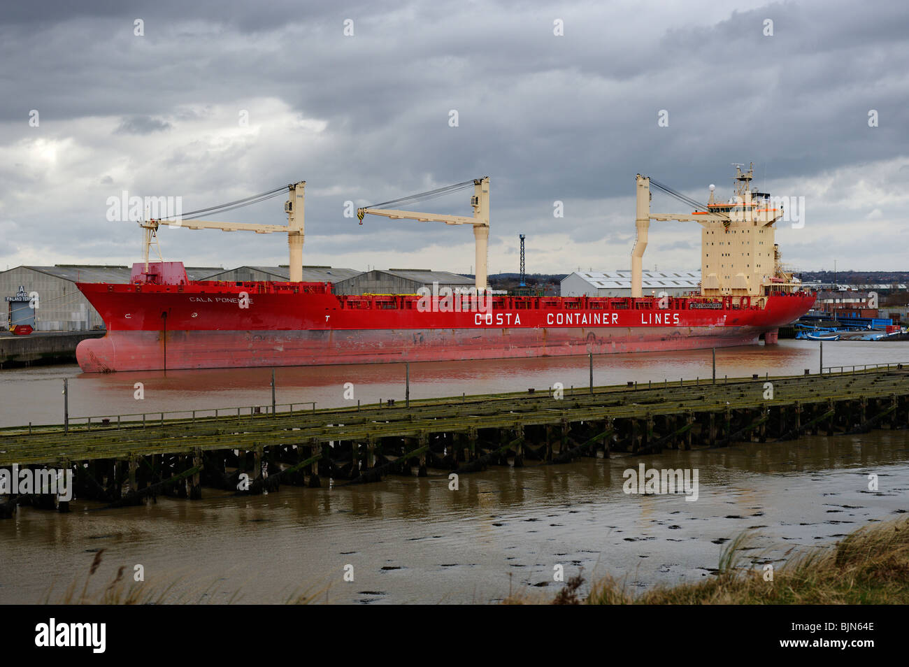 The Costa Container Lines ship Cala Ponente laying up in Blyth Harbour ...