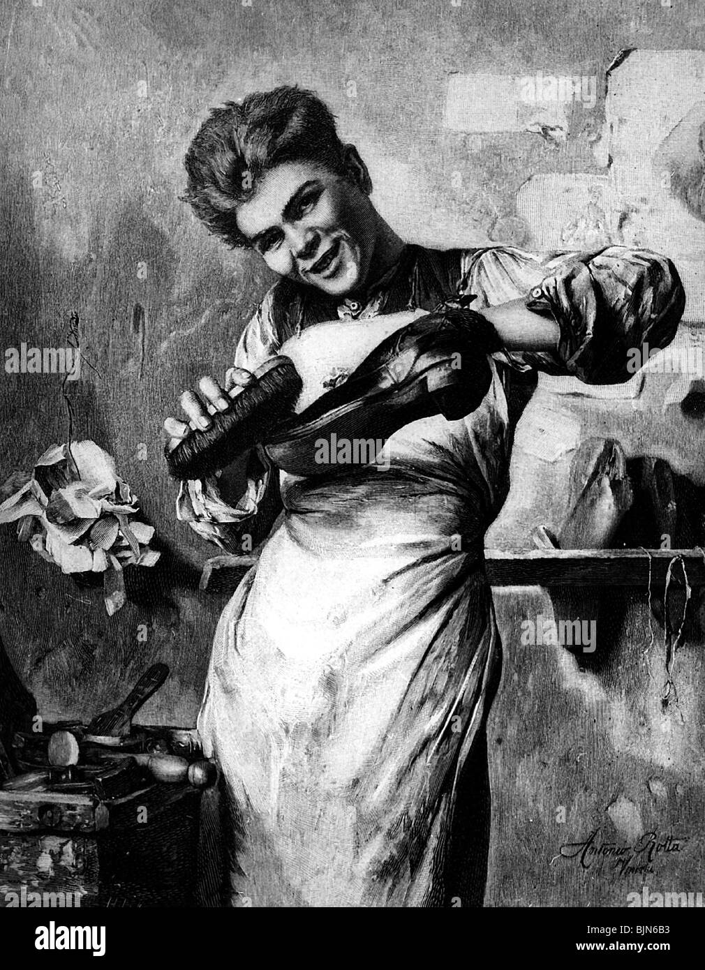 Painting apron Black and White Stock Photos & Images - Alamy