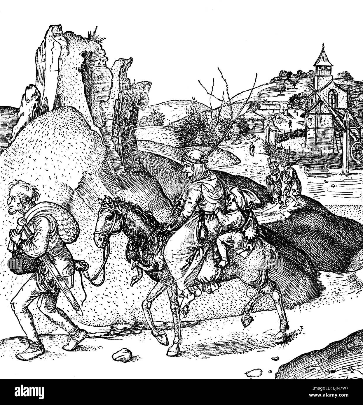 Medieval peasant family Black and White Stock Photos & Images - Alamy