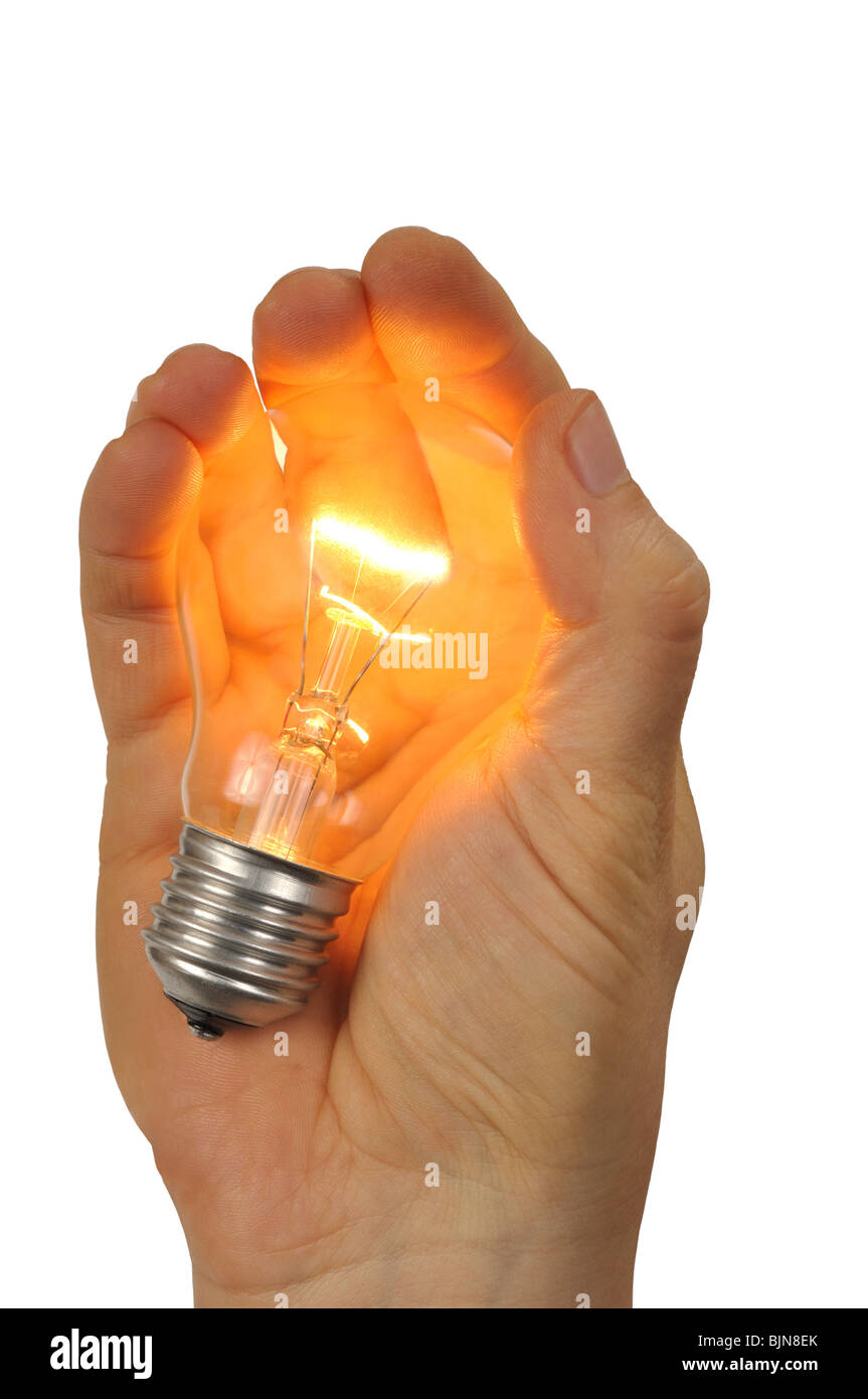 Hand with Light Bulb Stock Photo - Alamy