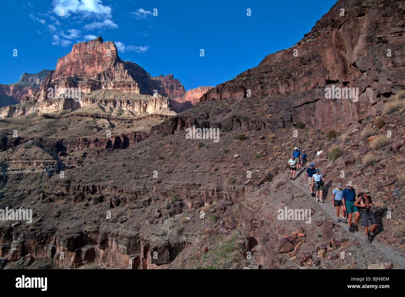 Hikers enjoy the rim view on their way to Thunder Springs Stock Photo ...
