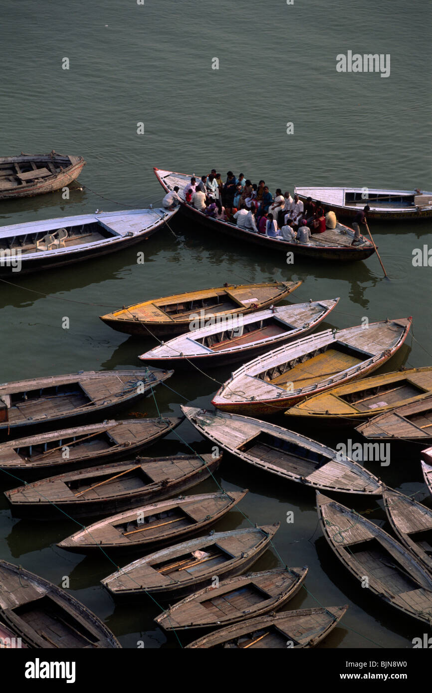 India, Varanasi, Ganges river, boats Stock Photo - Alamy