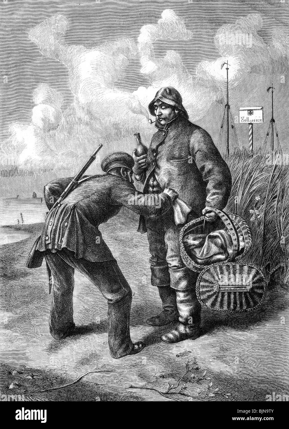 police / duane, border control, probably at the German/Danish border ...