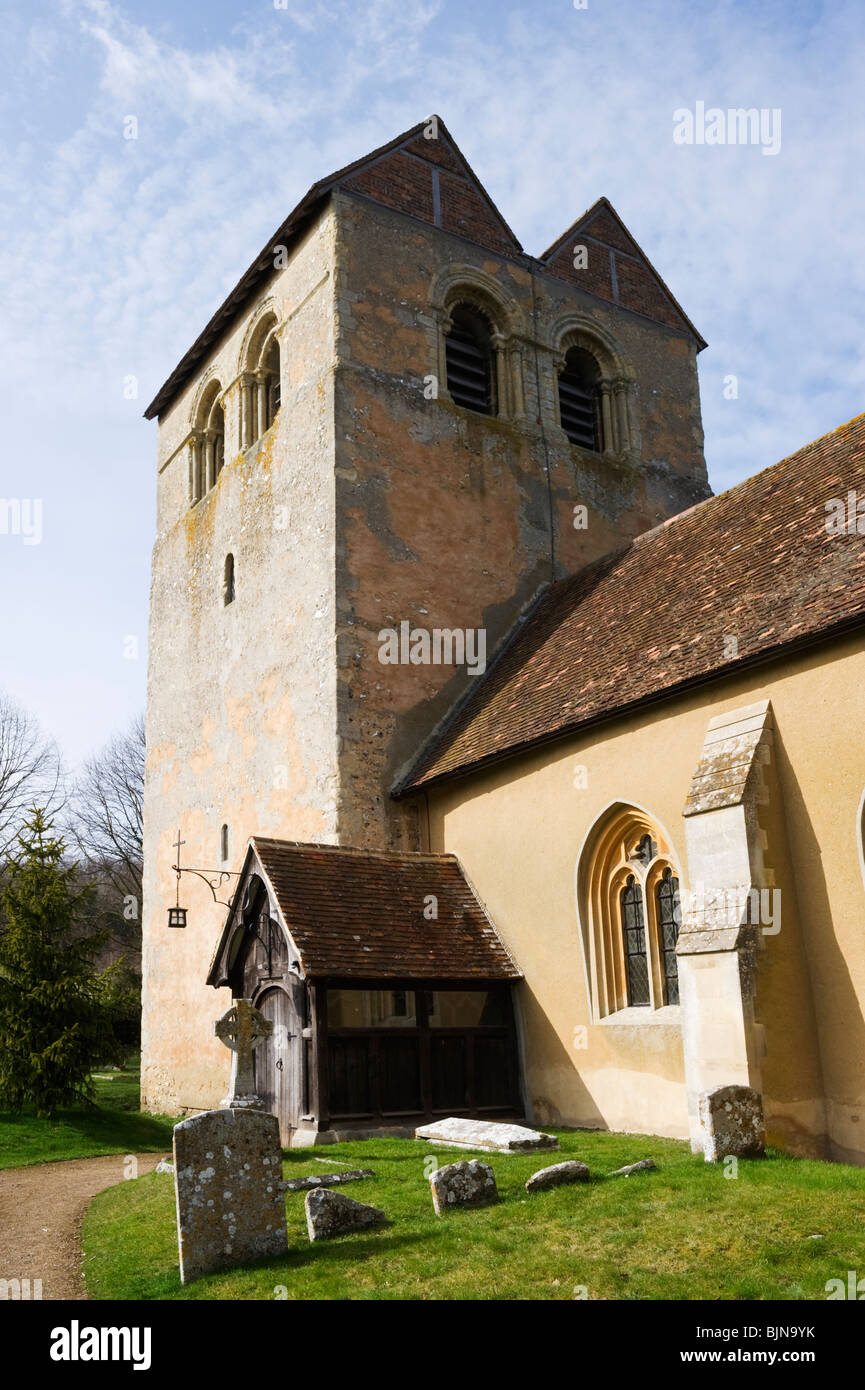 Saint Bartholomew parish church Fingest Buckinghamshire UK with a twin ...