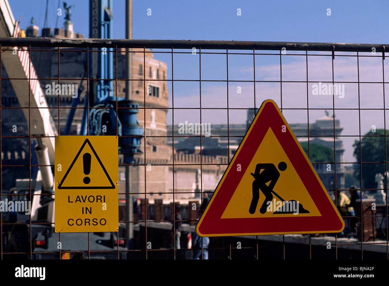 Italy, Rome, roadworks signs Stock Photo - Alamy