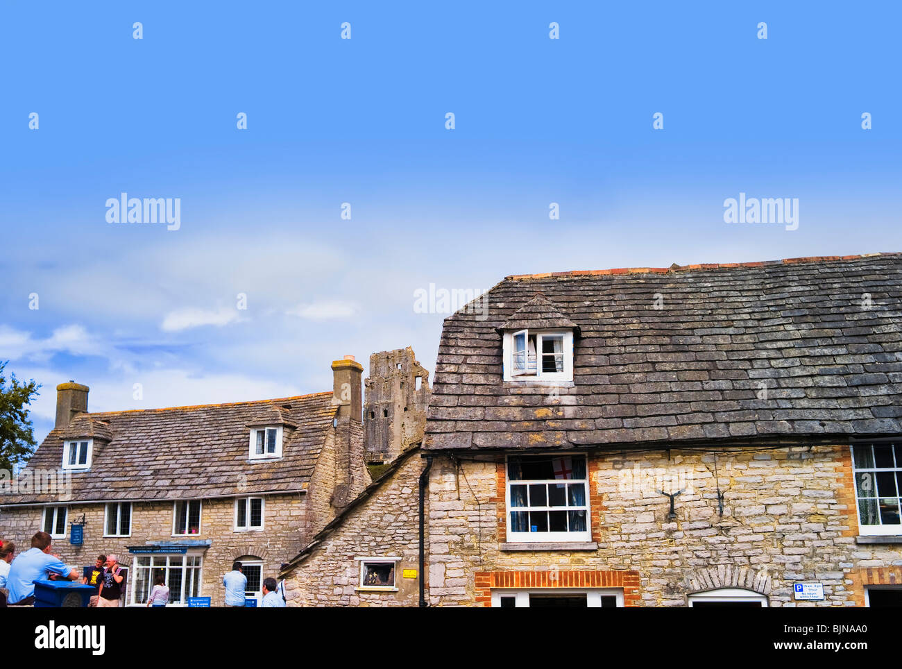views of corfe castle vllage from the purbeck way long distance ...