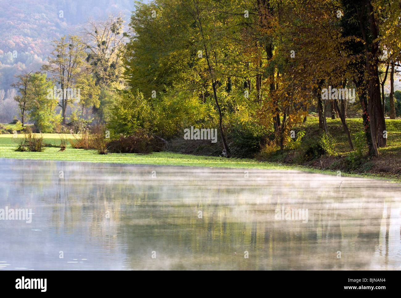 Autumn evening mist hi-res stock photography and images - Alamy