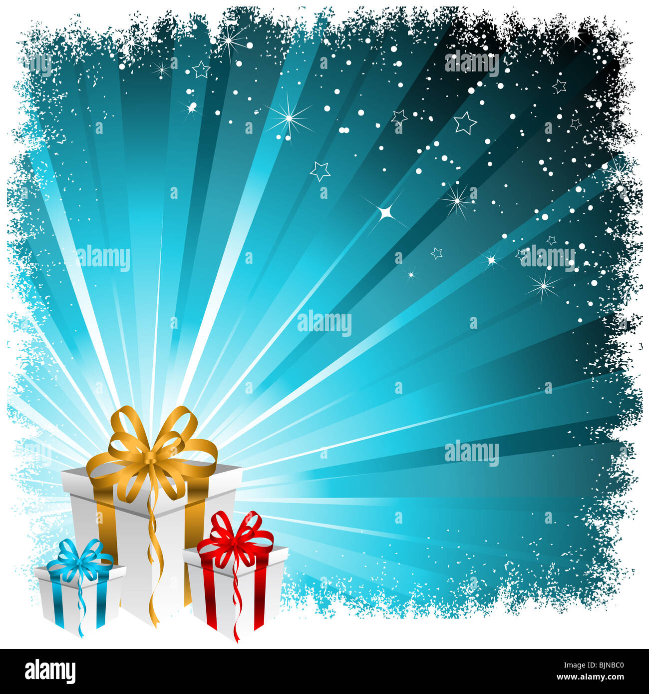 Christmas gift background with snowy border Stock Photo - Alamy