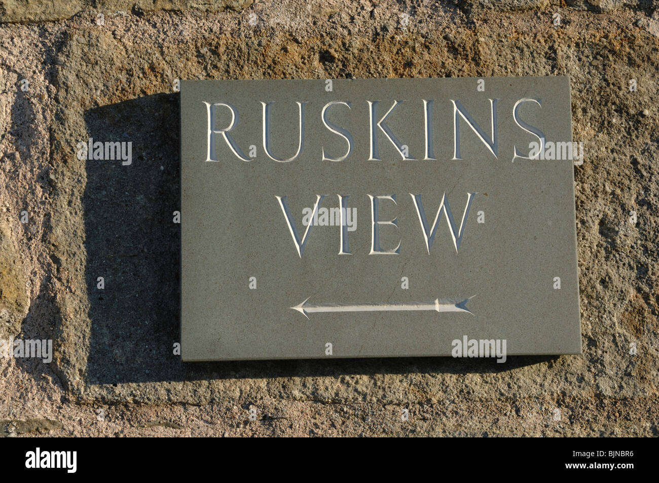 A sign pointing the way to Ruskin's View the famous vista across the ...