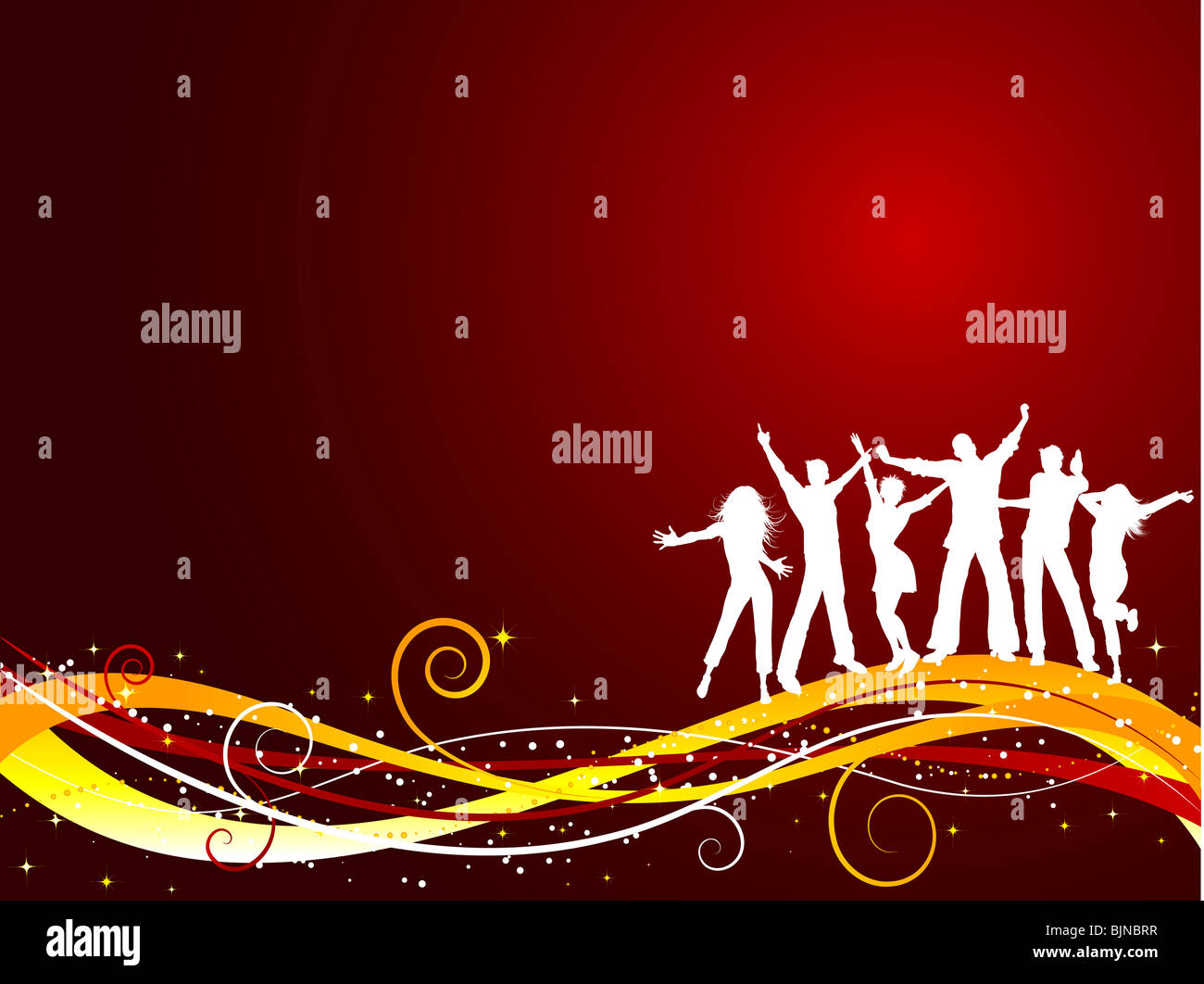 Silhouettes of people dancing on Christmas background Stock Photo - Alamy
