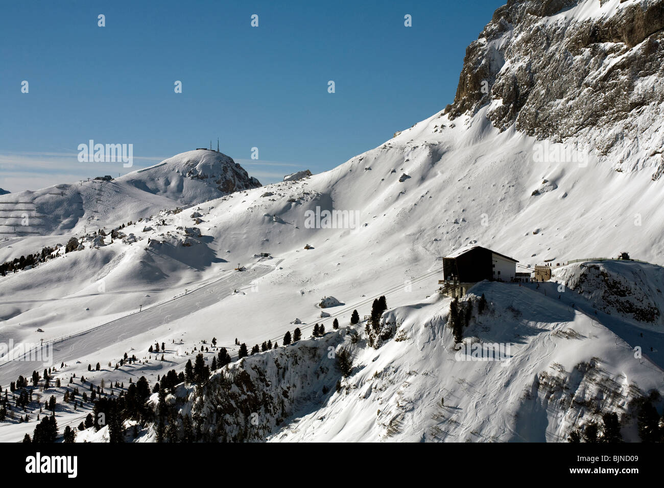 Piz Sella Cable Car Station with The Col Rodella in the background ...