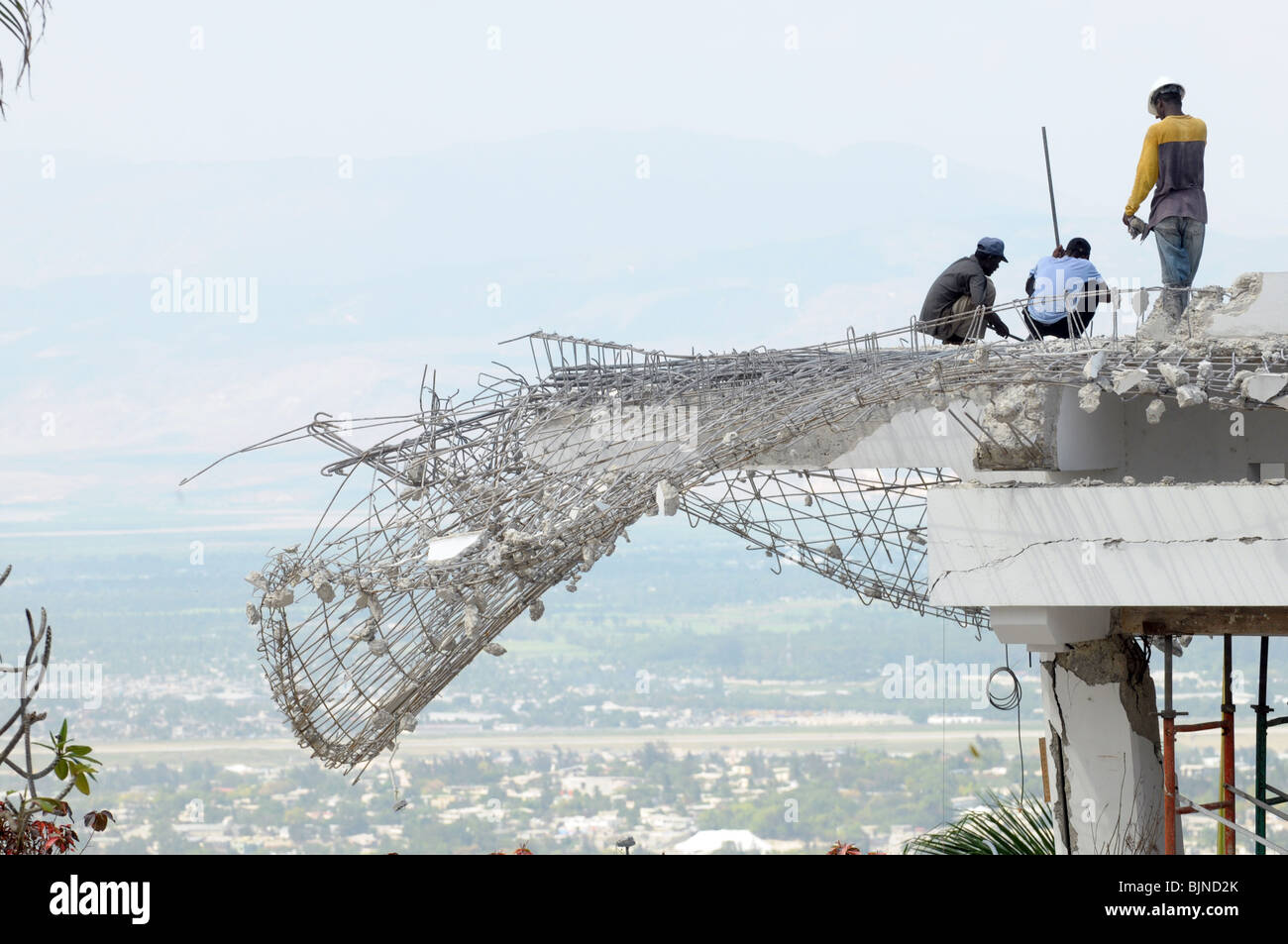 Collapsed buildings in the Haitian capital Port au Prince after the ...