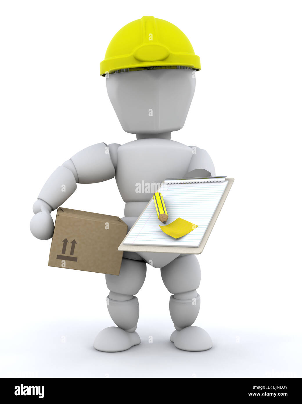 3D Render of a Construction Worker and Tools Stock Photo - Alamy