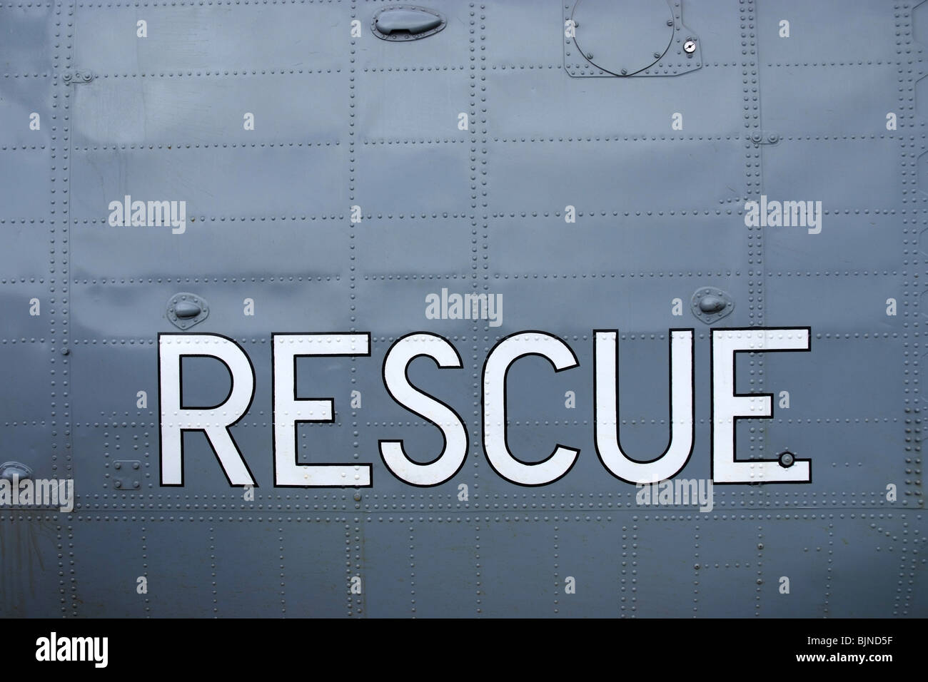 Rescue sign painted in white on a helicopter Stock Photo - Alamy