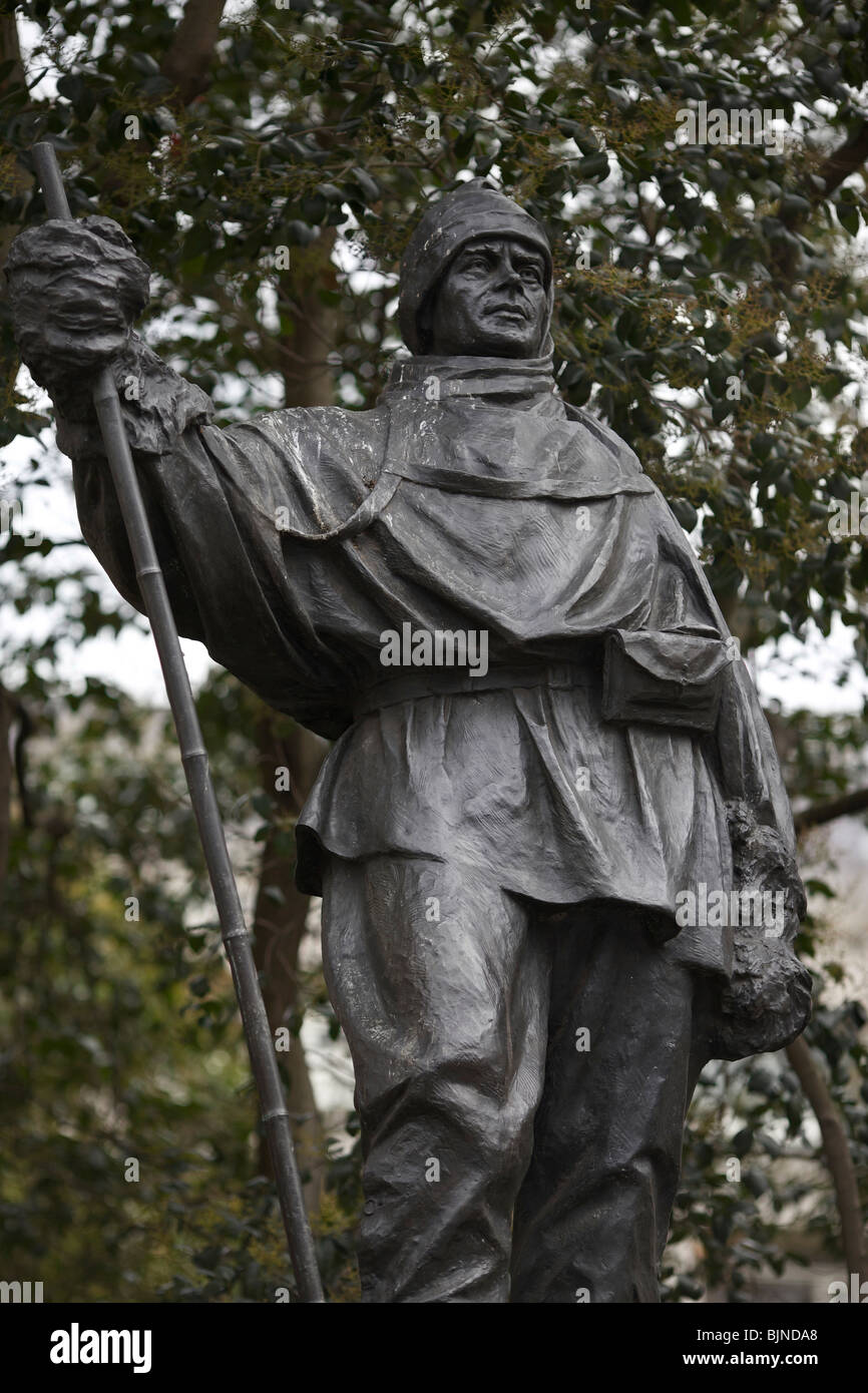 Bronze statue of Captain Robert Falcon Scott the Antarctic explorer in ...