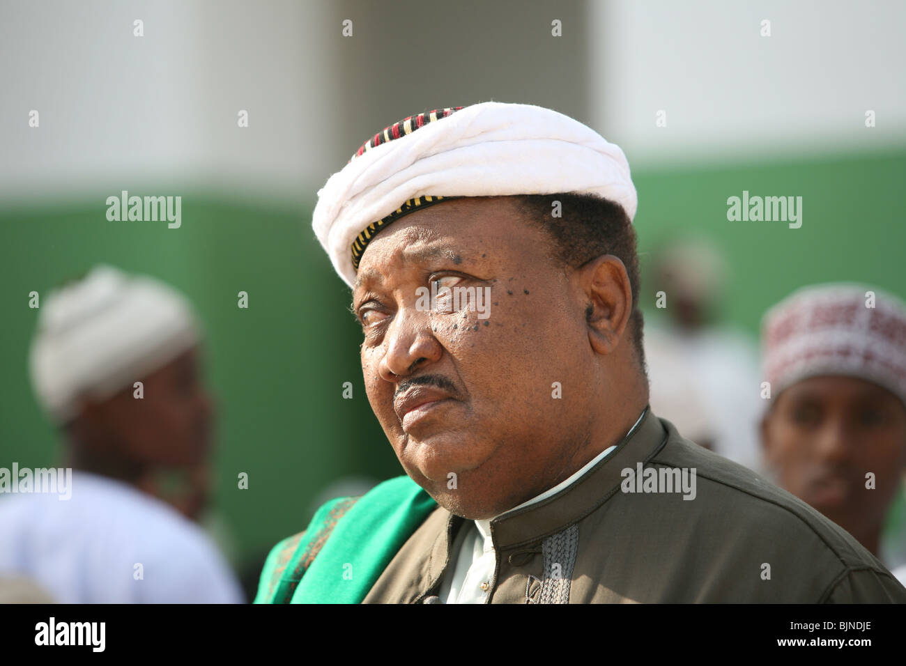 A portrait of a man during Maulidi outside Riyadha Mosque Lamu Kenya ...