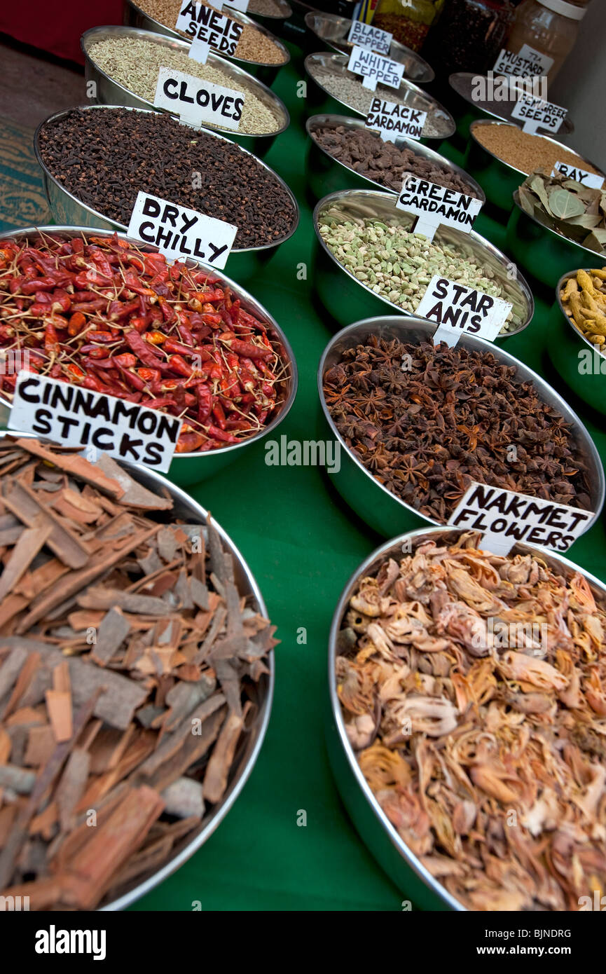 Spices for sale, Candolim, Goa, India Stock Photo - Alamy