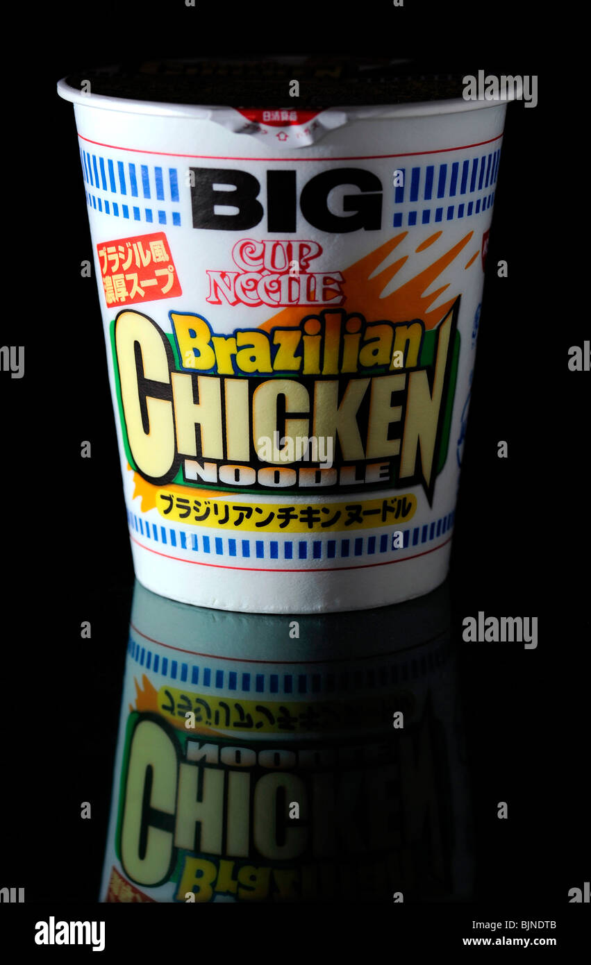 Brazilian Chicken flavored instant ramen by Nissin is displayed for a ...