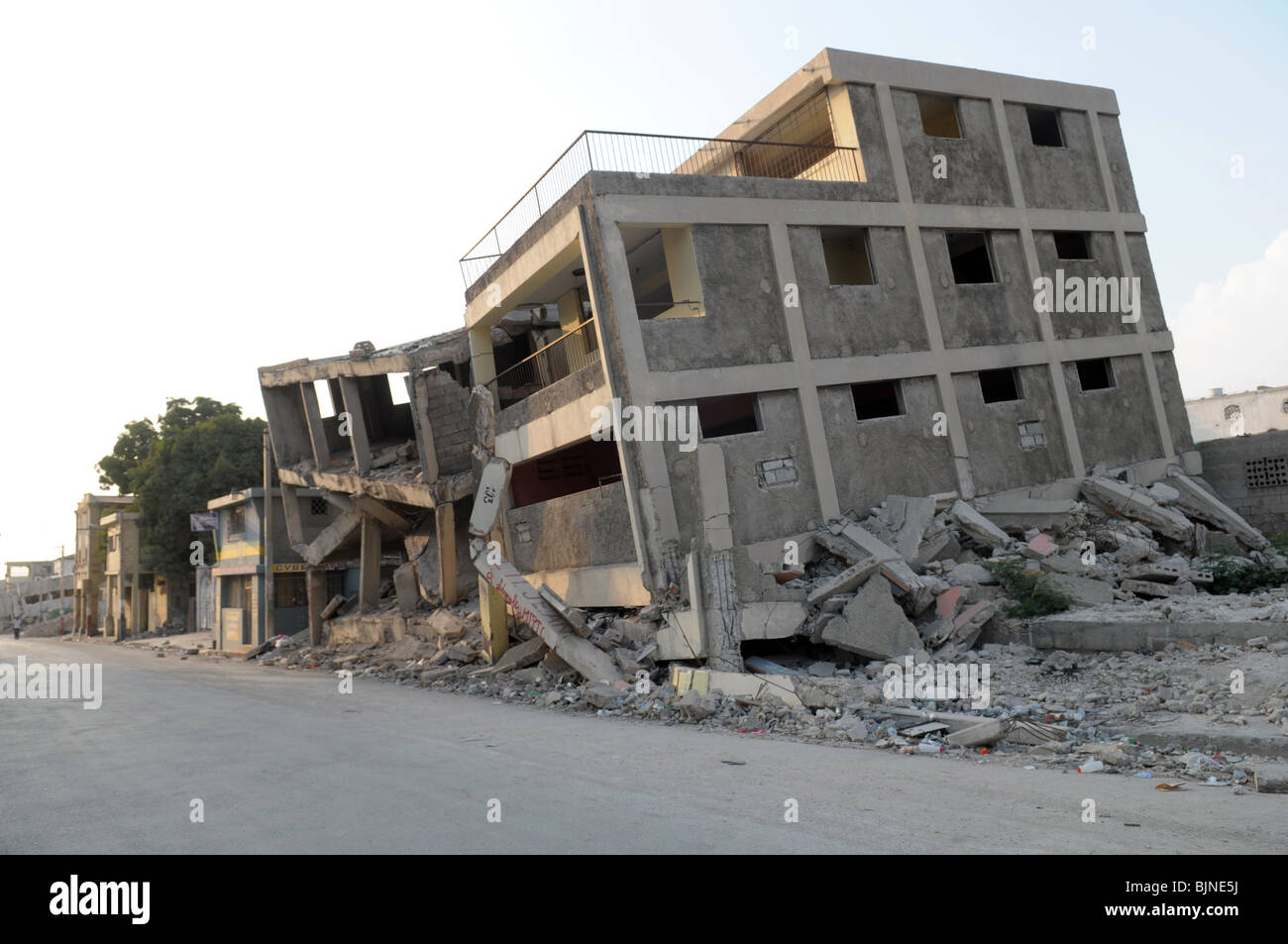 Collapsed buildings in the Haitian capital Port au Prince after the ...