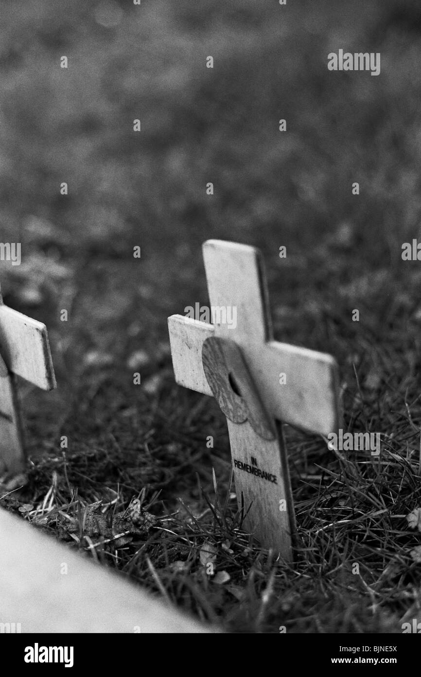 Cross with poppy Black and White Stock Photos & Images - Alamy