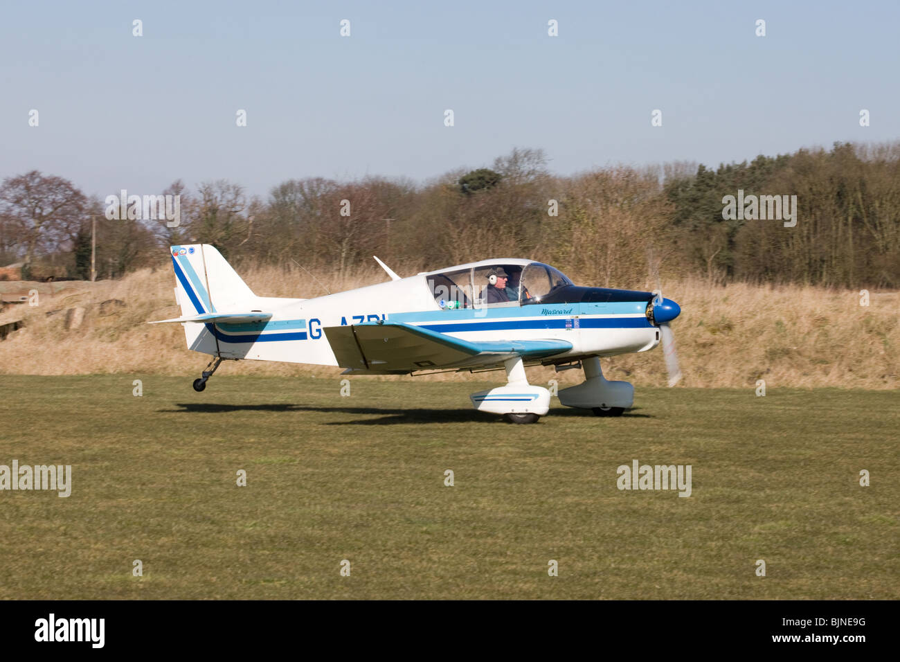 Jodel D150 Mascaret G-AZBI taking-off at Breighton Airfield Stock Photo ...