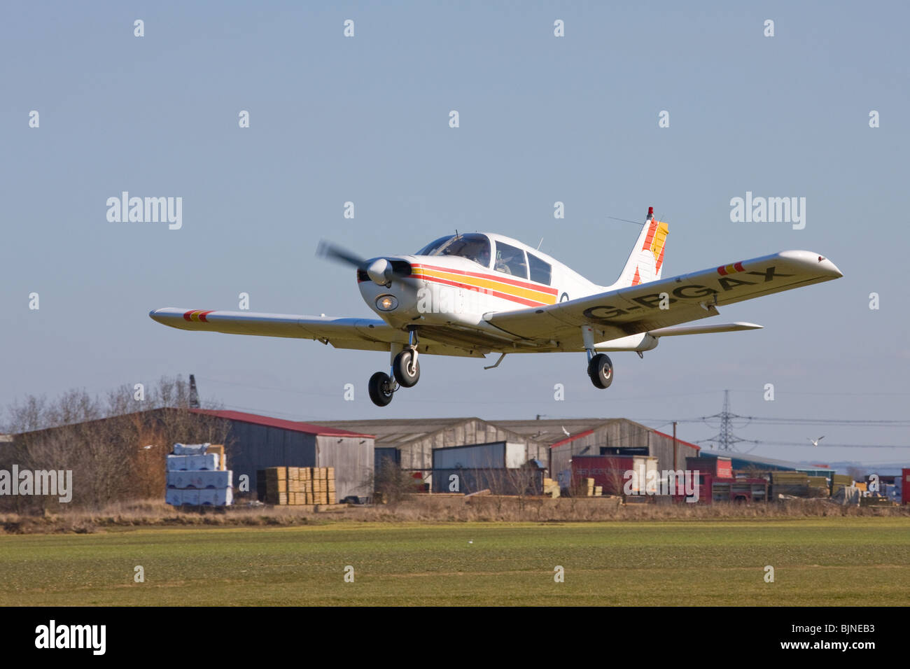 Piper PA-28-140 Cherokee G-BGAX in flight taking-off at Breighton ...