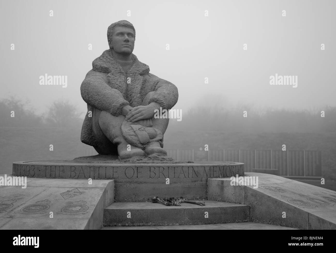 A view of the Pilot at the Battle of Britain memorial with the Memorial ...