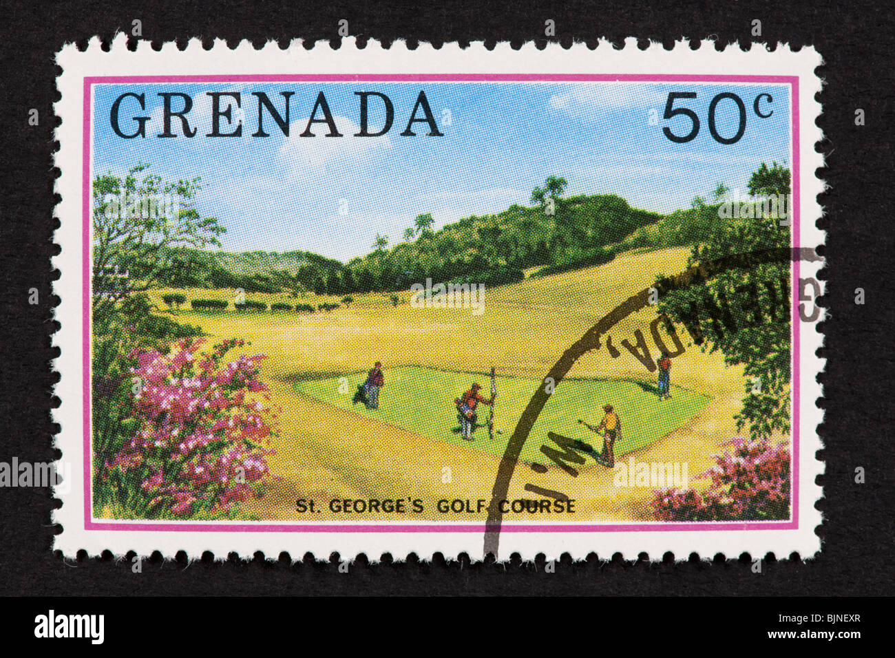 Postage stamp from Grenada depicting St. George's Golf Course Stock ...