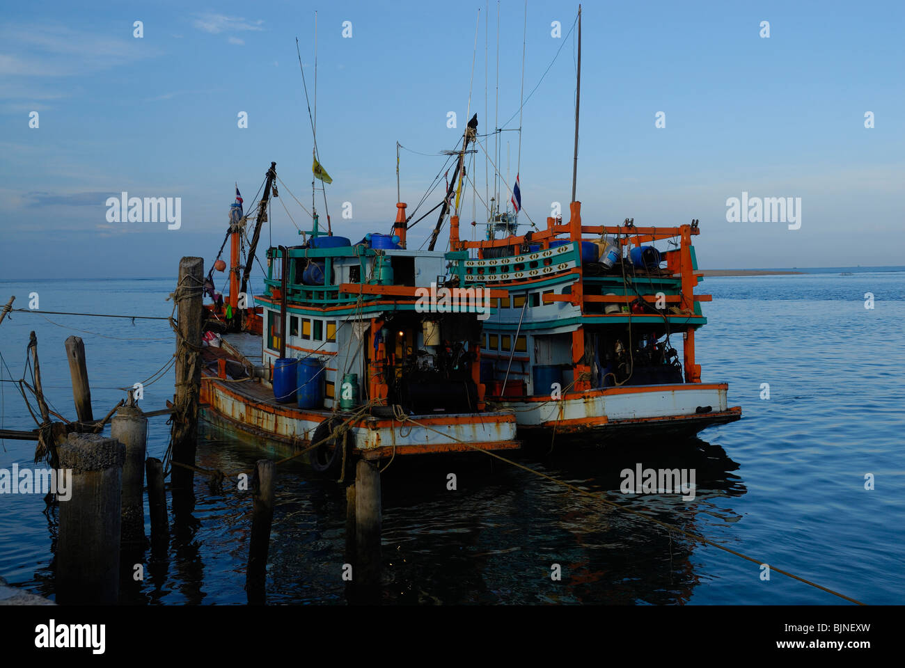 Typical wooden thai fishing boats of ban nam khem hi-res stock photography and images - Alamy