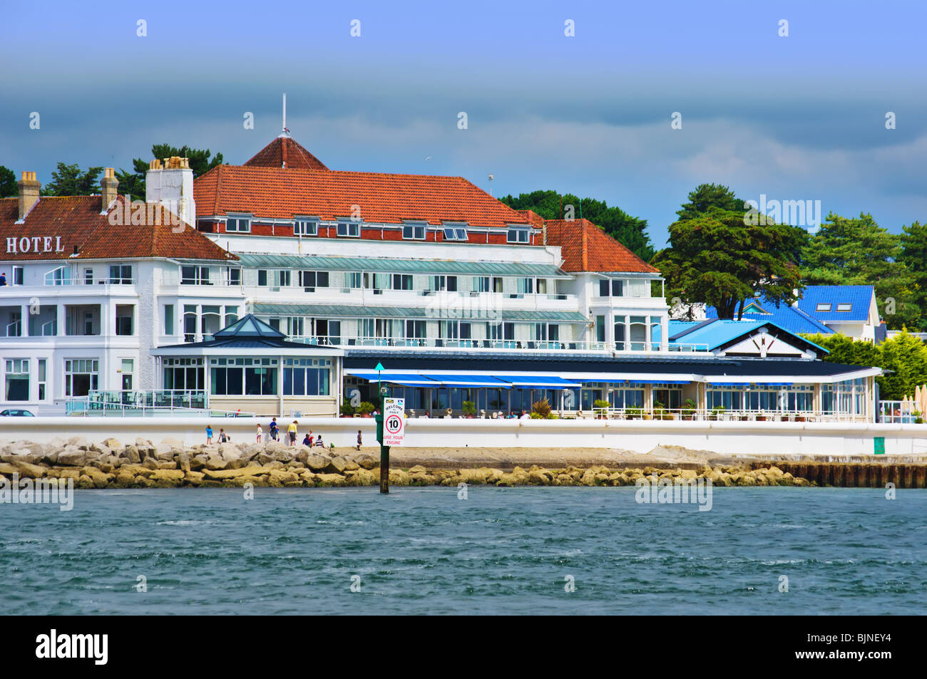 poole bay and harbour at the sea channel between studland beach and ...