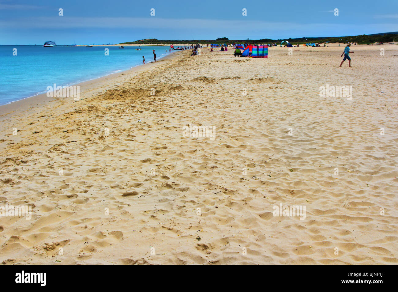 poole bay and harbour at the sea channel between studland beach and ...