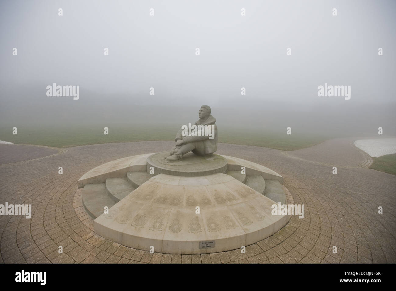 The Battle of Britain Memorial, Capel Le Ferne, Kent shrouded in mist ...