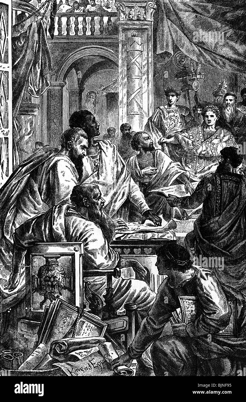 religion, christianity, councils, First Council of Nicaea, 325, session presided by Emperor ...