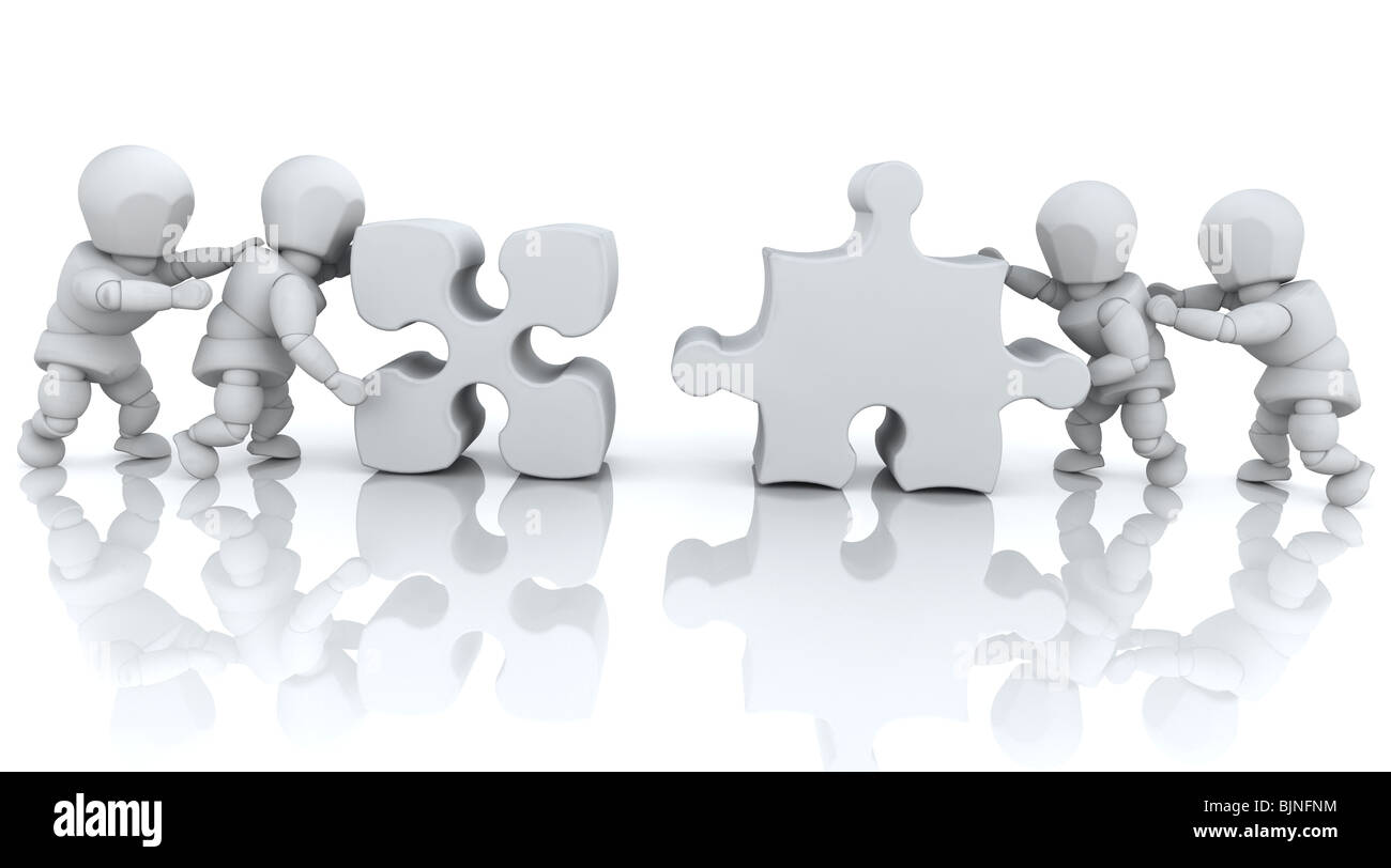 3D render of men solving jigsaw puzzles Stock Photo - Alamy