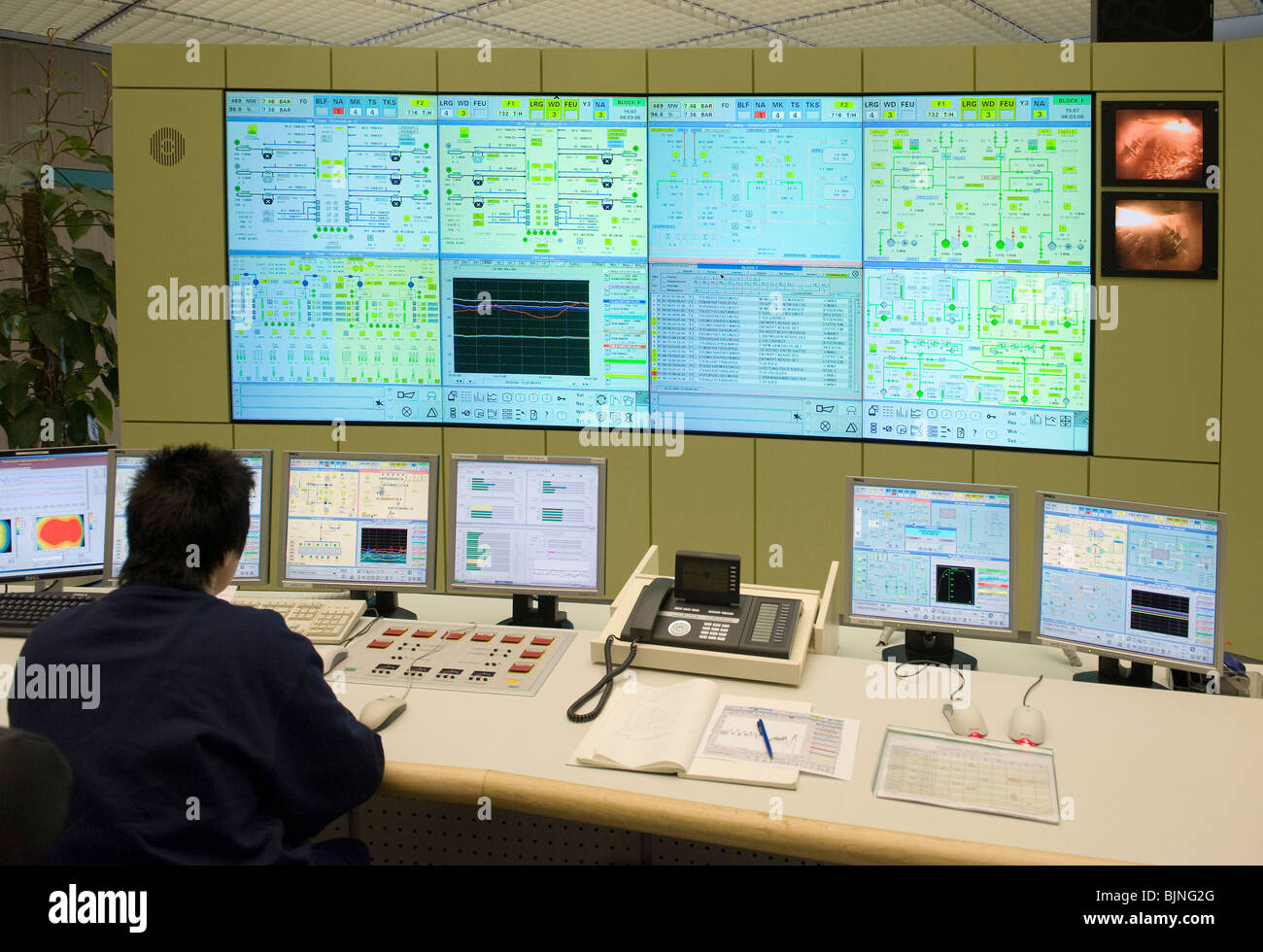 Switch room in power house Jaenschwalde, Germany Stock Photo - Alamy