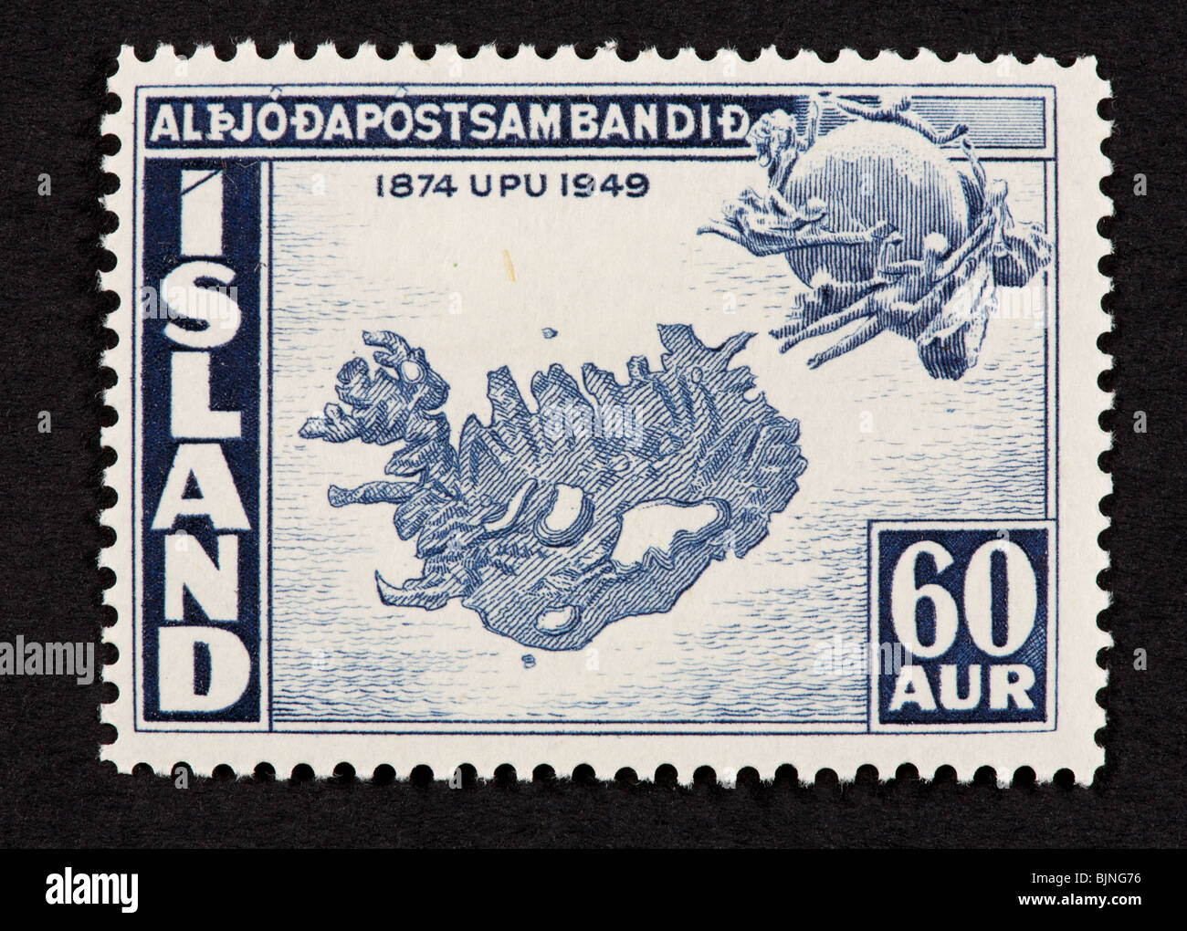 Postage Stamp From Iceland Depicting The Island And The Universal postage-stamp-from-iceland-depicting-the-island-and-the-universal