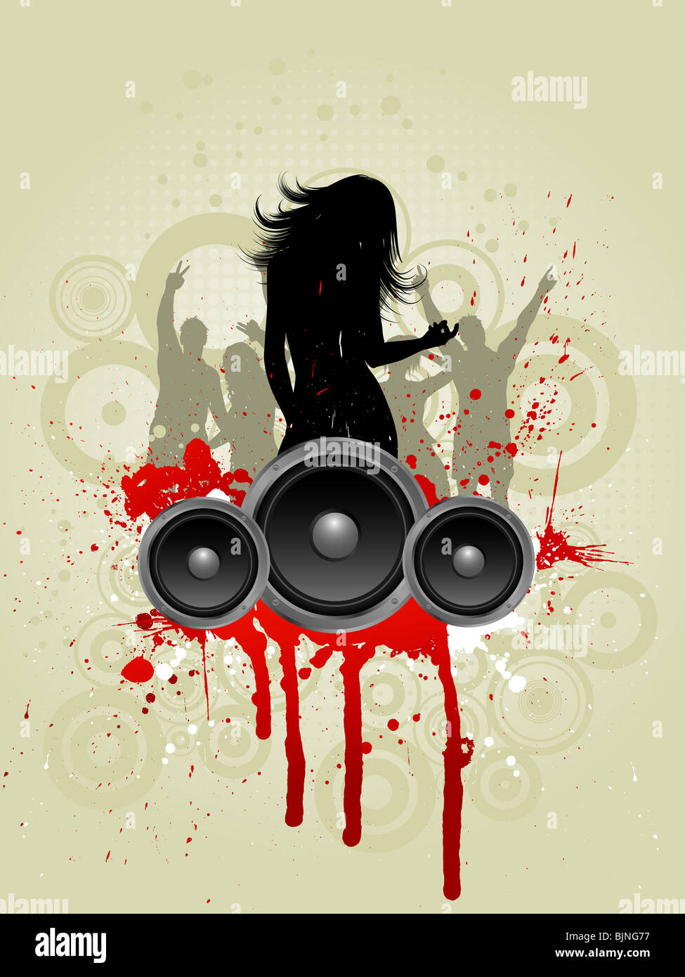 Silhouettes of people dancing on grunge background Stock Photo - Alamy