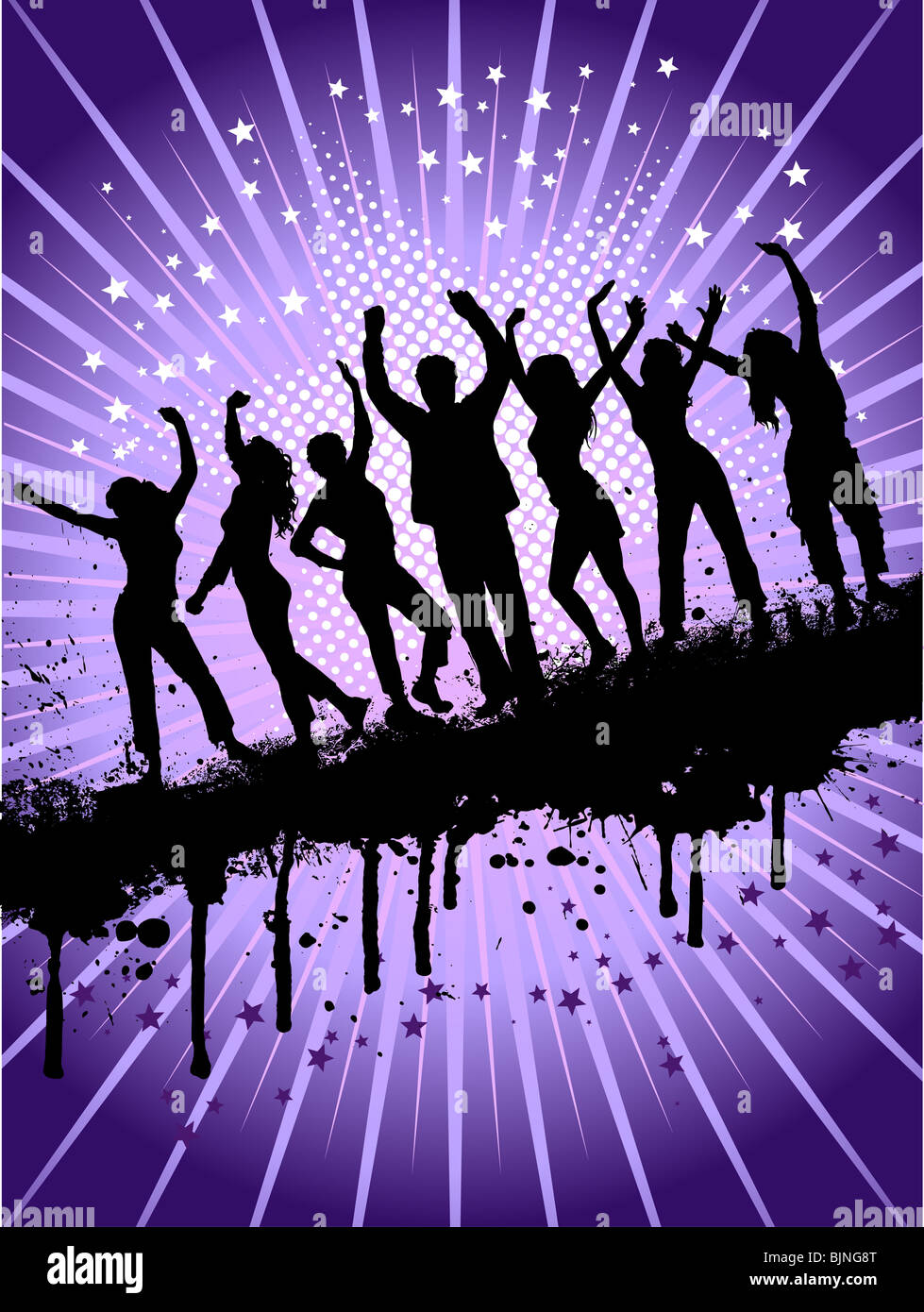 Silhouettes of people dancing on grunge background Stock Photo - Alamy