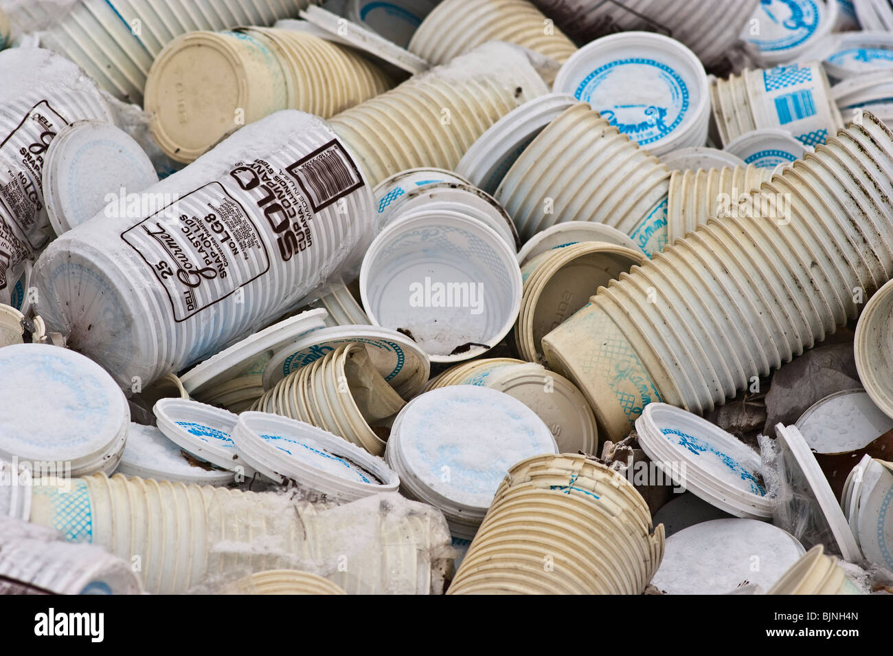 Pile of plastic containers, Michigan, USA Stock Photo - Alamy