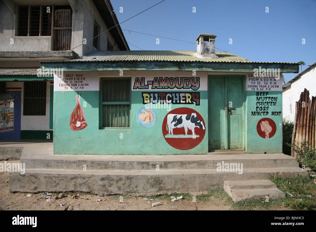 Butchers shop in Mambrui in Kenya small fishing village near Malindi ...