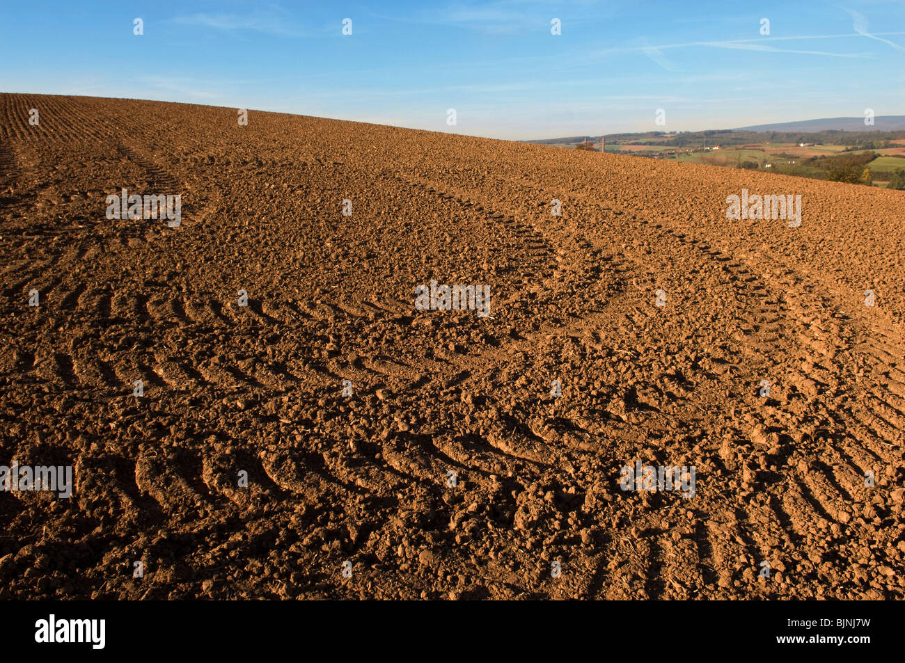 Tractor tracks on a field Stock Photo - Alamy